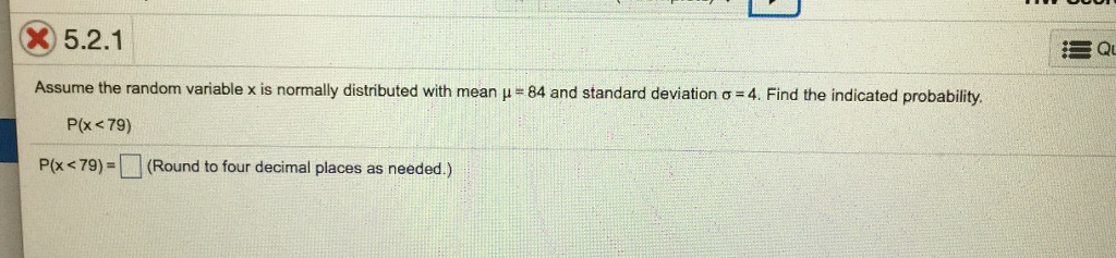 Solved Assume the random variable x is normally distributed | Chegg.com