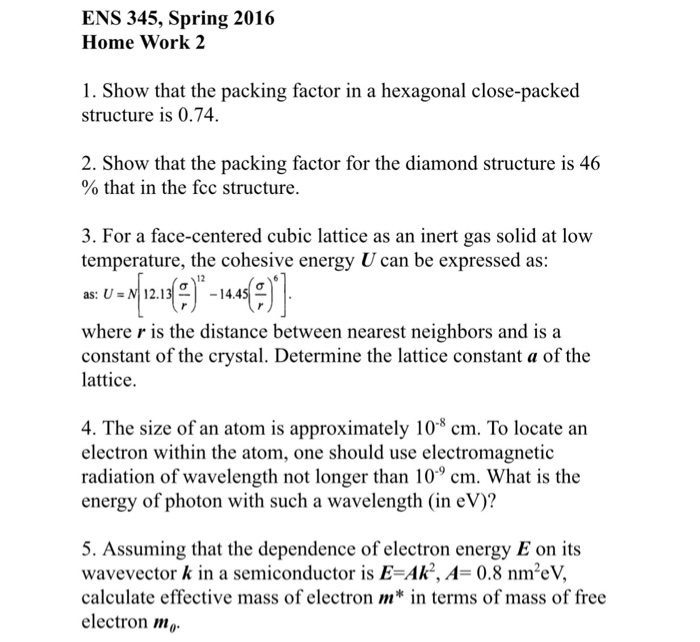 Solved Show that the packing factor in a hexagonal | Chegg.com