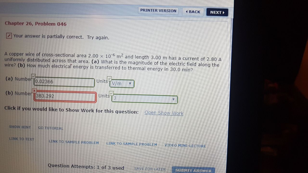 Solved BACK NEXT PRINTER VERSION Chapter 27, Problem 032 | Chegg.com