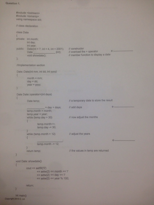 Solved Question 1. #include ciostream> #include comanip> | Chegg.com