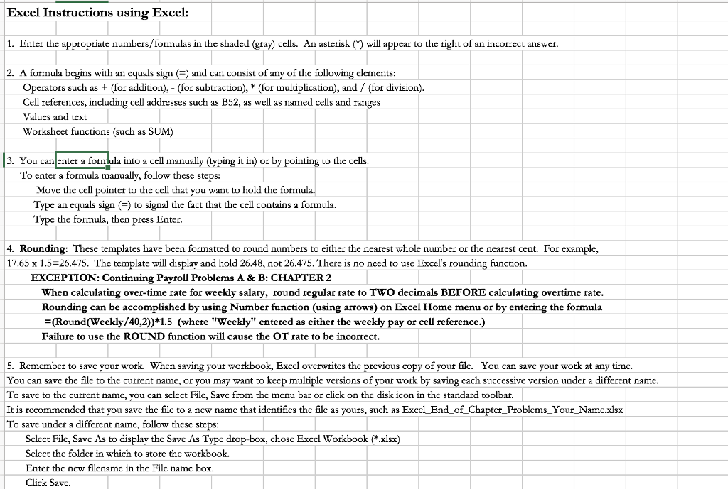 Excel Instructions using Excel: 1. Enter the | Chegg.com