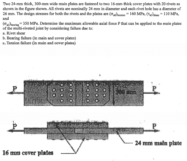 Two 24-mm thick, 300-mm wide main plates are fastened | Chegg.com