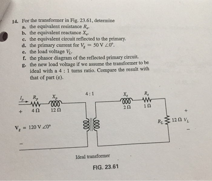 Solved For the transformer in Fig. 23.61, determine the | Chegg.com