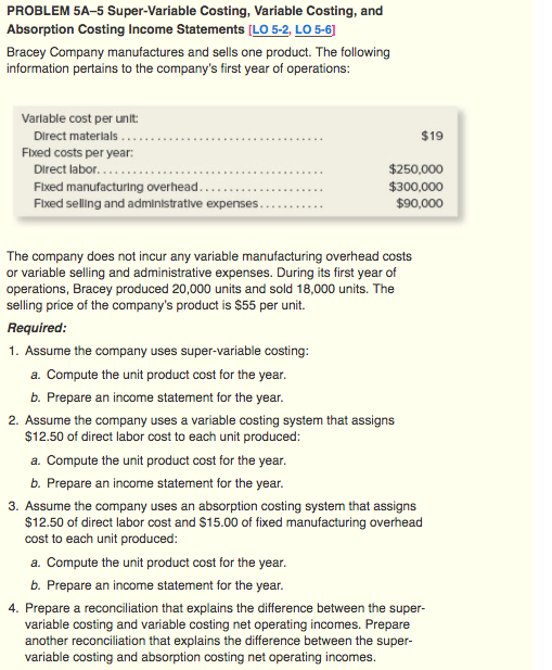 Solved PROBLEM 5A-5 Super-Variable Costing, Variable | Chegg.com