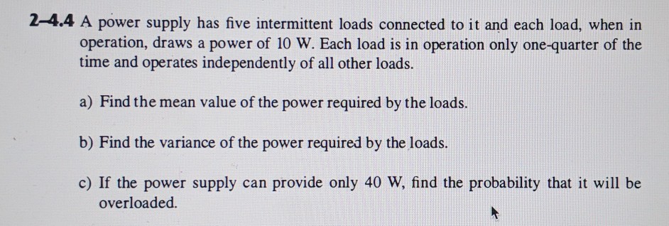 Solved 2-4.4 A power supply has five intermittent loads | Chegg.com