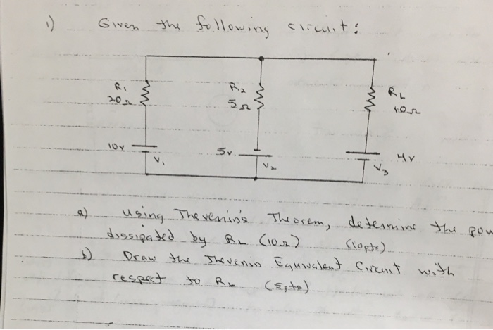 Solved Given the following circuit: Using Thevenin's | Chegg.com