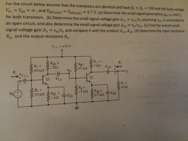 Solved For the circuit below assume that the transistors are | Chegg.com