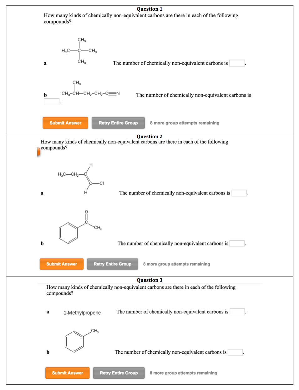 Solved How many kinds of chemically non-equivalent carbons | Chegg.com