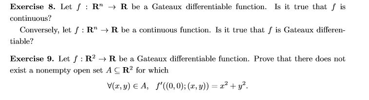Solved Exercise 8 Let F Rn → R Be A Gateaux