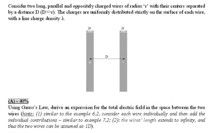 Solved Consider two long, parallel and oppositely charged | Chegg.com