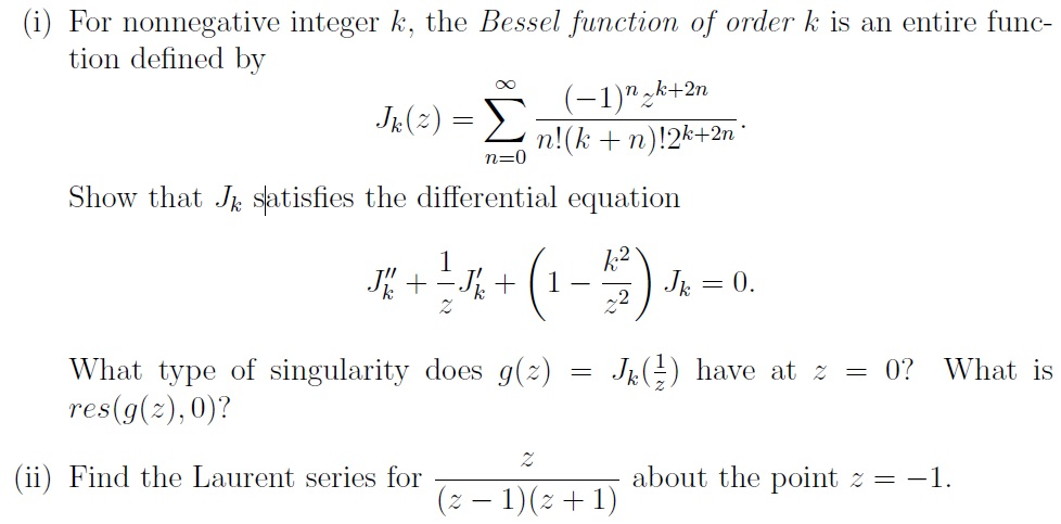 Solved For nonnegative integer k, the Bessel function of | Chegg.com