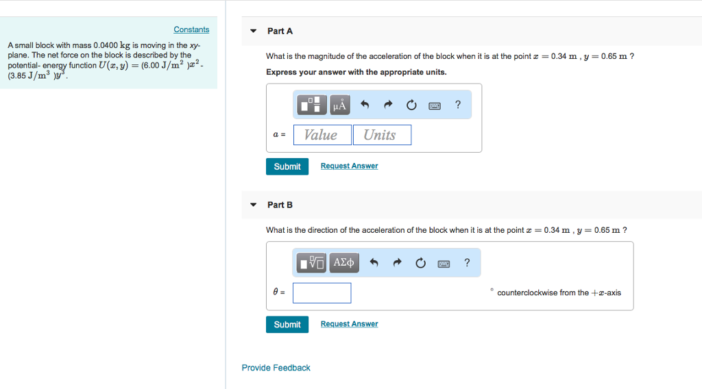 Solved Constants Part A A small block with mass 0.0400 kg | Chegg.com