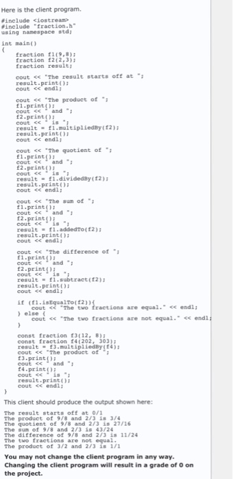 Solved Need help in this c++ hw. The client program is | Chegg.com