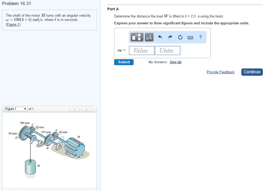 Solved The shaft of the motor M turns with an angular | Chegg.com