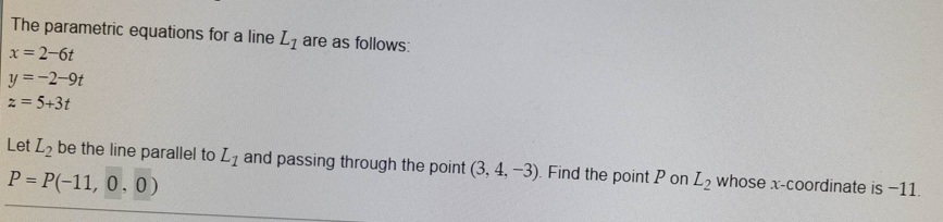 Solved Let l2 be the line parallel to l1 and passing through | Chegg.com