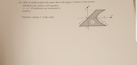 Solved 13, (6%) A solid occupies the space above the region | Chegg.com