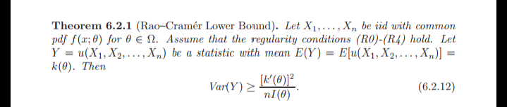 Solved Theorem 6.2.1 (Rao-Cramér Lower Bound). Let X1,.... | Chegg.com