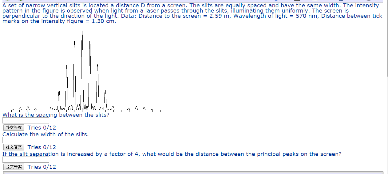 Solved A set of narrow vertical slits is located a distance | Chegg.com