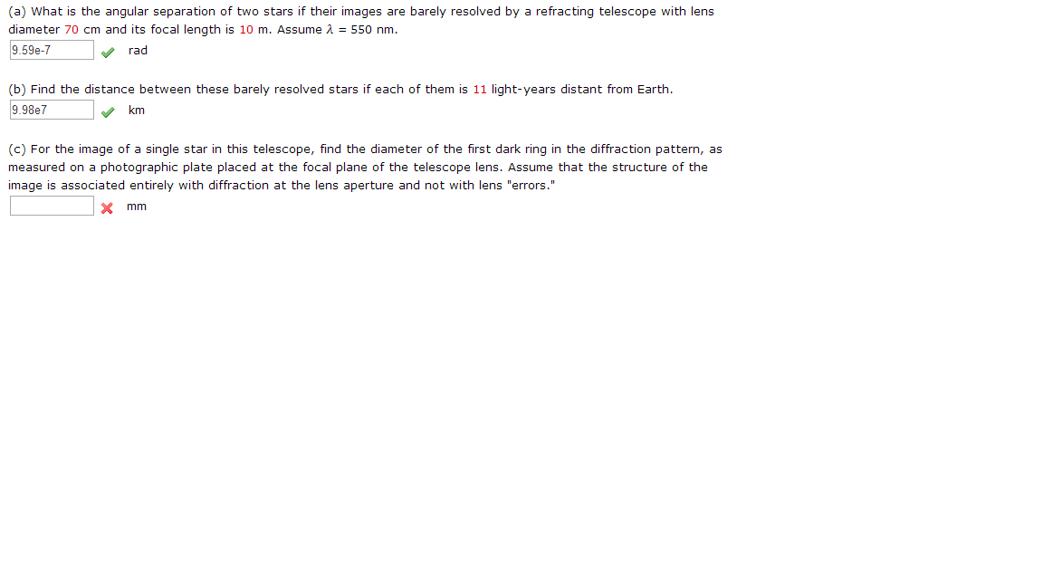 What is the angular separation of two stars if their | Chegg.com