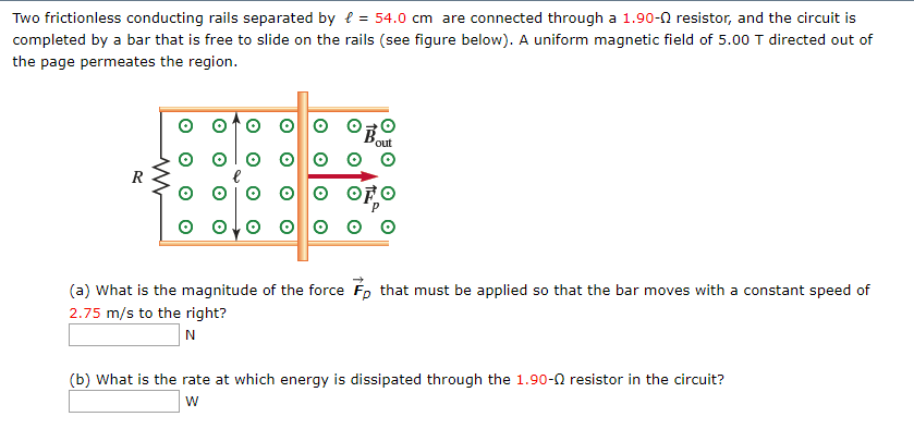 Solved Two frictionless conducting rails separated by54.0 cm | Chegg.com