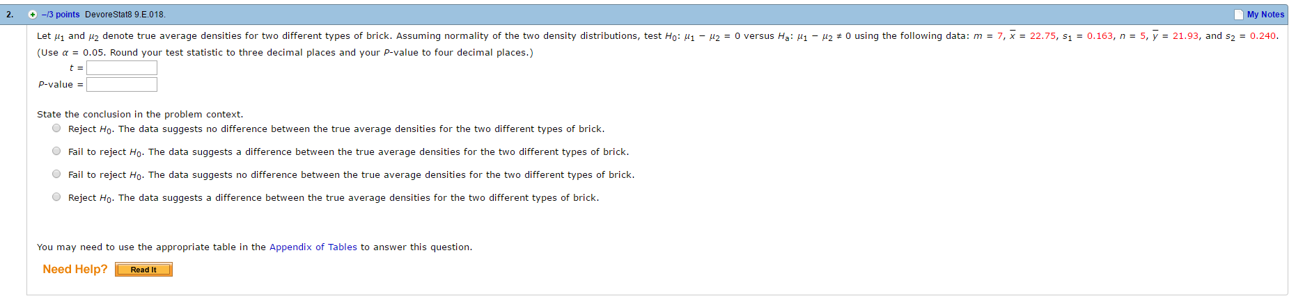 Solved Let mu_1 and mu_2 denote true average densities for | Chegg.com