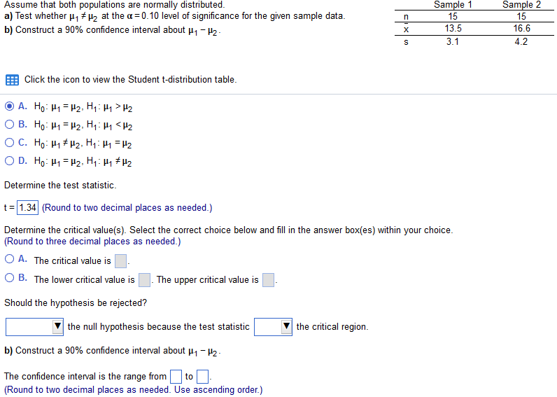 Solved Assume that both populations are normally | Chegg.com