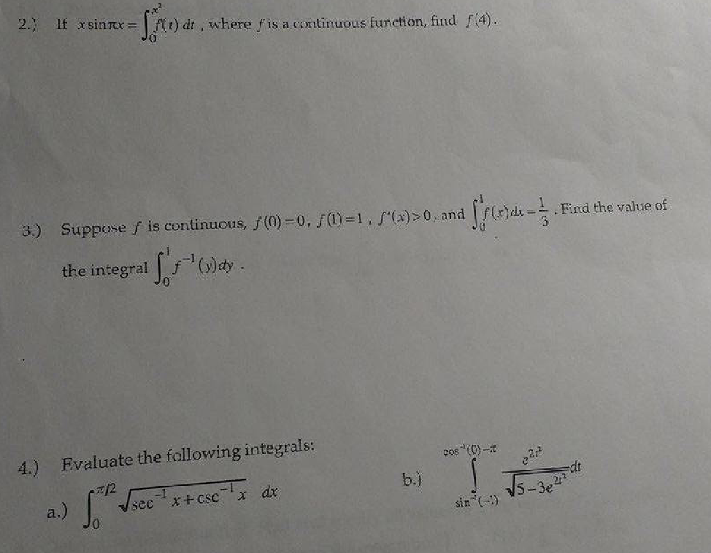 Solved If x sin pix = integral^x^2 _0 f(t) dt, where f is a | Chegg.com
