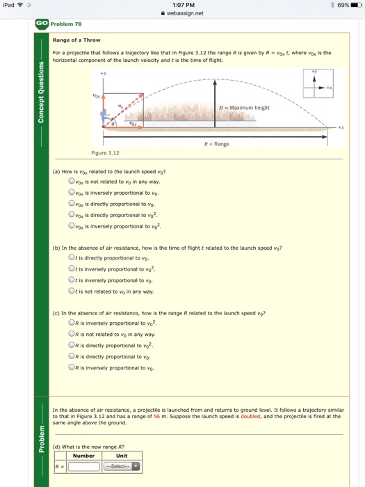 Solved For a projectile that follows a trajectory like that | Chegg.com