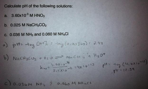 Solved Calculate pH of the following solutions: 3.60 times | Chegg.com
