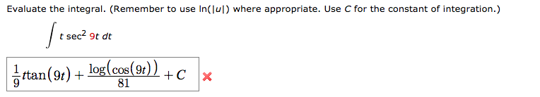 Solved Evaluate the integral. (Remember to use ln(|u|) where | Chegg.com