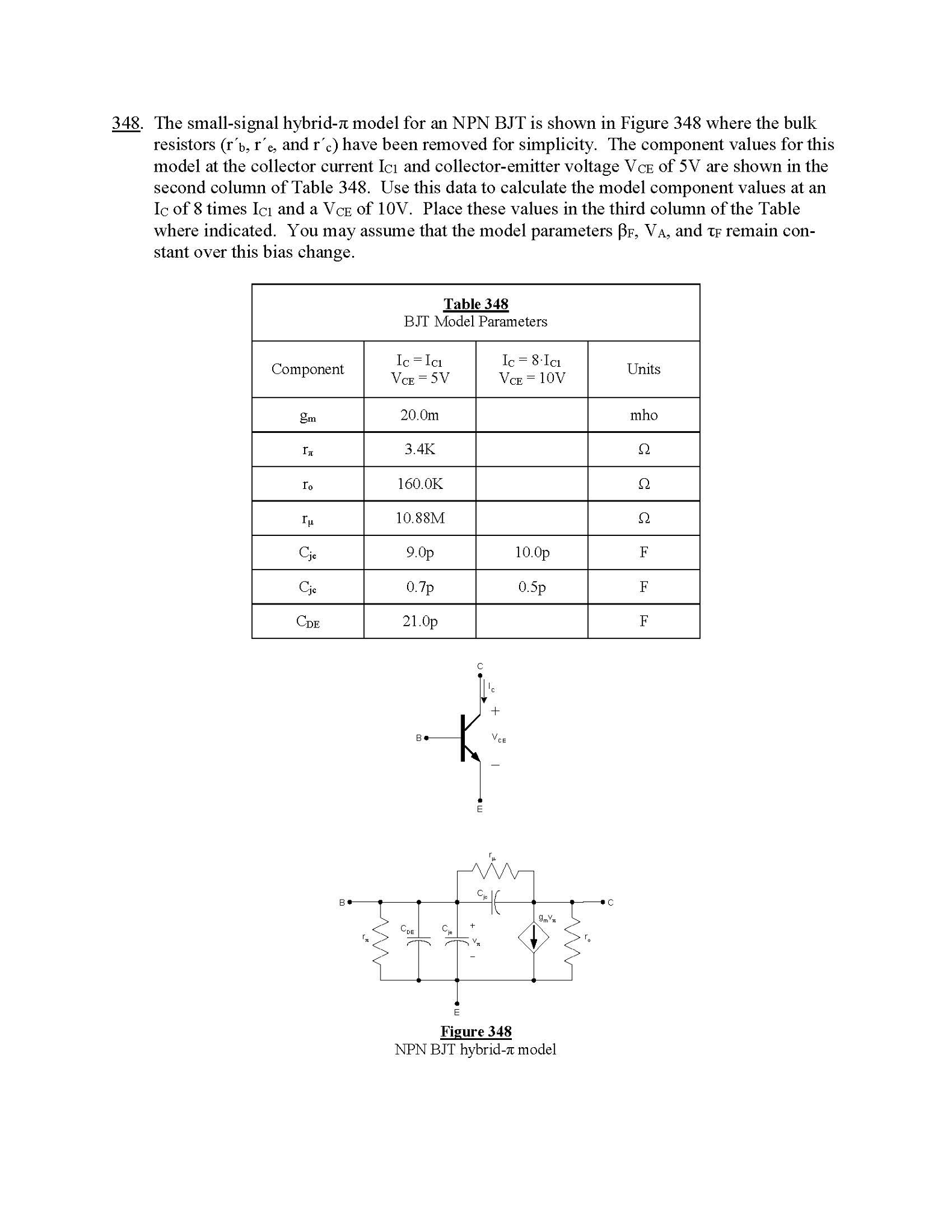 The small-signal hybrid-pi model for an NPN BJT is | Chegg.com