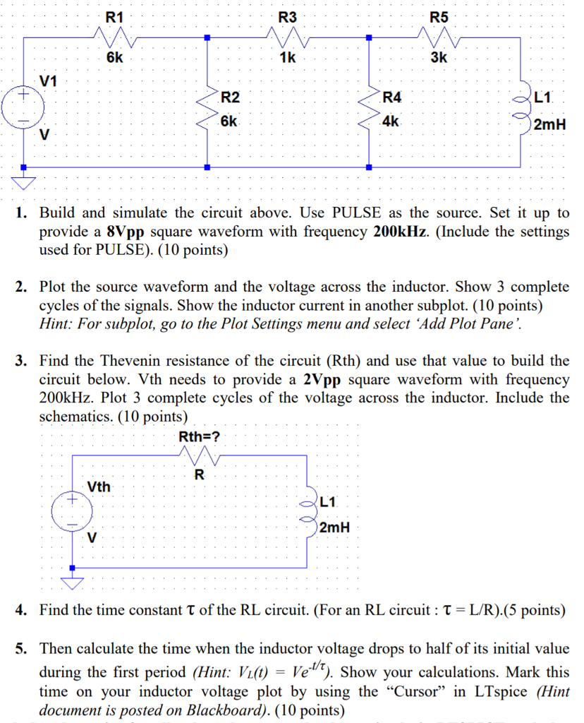 Solved 1. Build and simulate the circuit above. Use PULSE as | Chegg.com