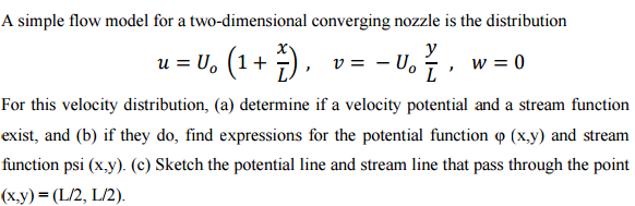 Solved A simple flow model for a two-dimensional converging | Chegg.com