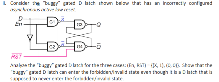 Solved ii. Consider the "buggy" gated D latch shown below | Chegg.com