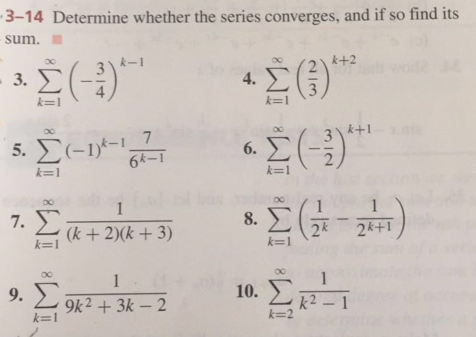 Solved 3-14 Determine whether the series converges, and if | Chegg.com