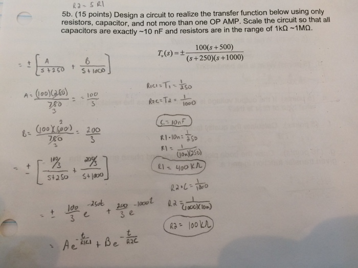 Solved Design a circuit to realize the transfer function | Chegg.com