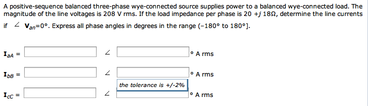Solved A positive-sequence balanced three-phase | Chegg.com