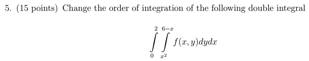 Solved Change the order of integration of the following | Chegg.com