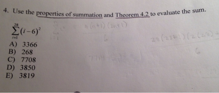 Solved Use the properties of summation and Theorem 4.2 to | Chegg.com