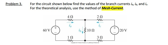 Solved Problem 3. For the circuit shown below find the | Chegg.com