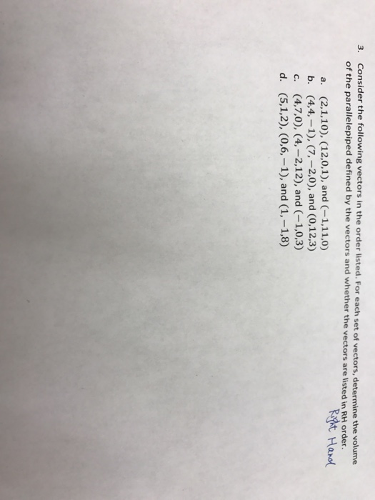 Solved Consider the following vectors in the order listed. | Chegg.com