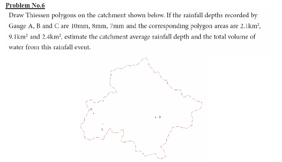 Solved Probleim No.6 Draw Thiessen polygons on the catchment | Chegg.com