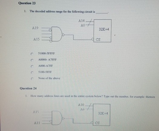 Solved Question 23 1. The decoded address range for the | Chegg.com
