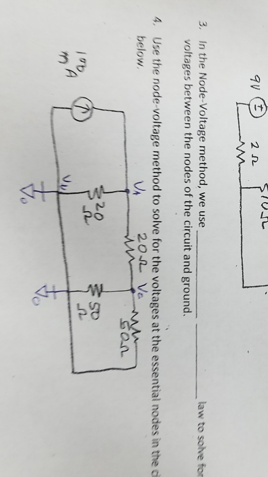 Solved 9 t) 2几 law to solve for In the Node-Voltage method, | Chegg.com