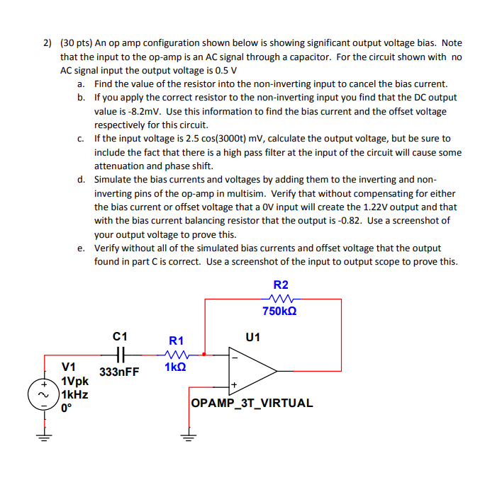2) (30 pts) An op amp configuration shown below is | Chegg.com