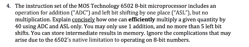Solved The instruction set of the MOS Technology 6502 8-bit | Chegg.com