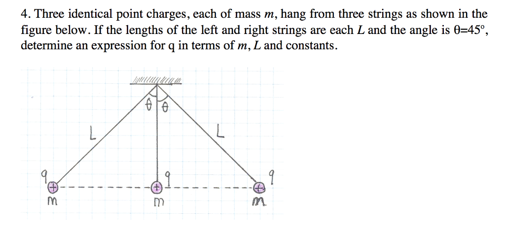 Solved 4. Three identical point charges, each of mass m, | Chegg.com