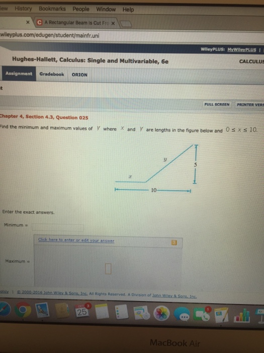 Solved Find the minimum and maximum values of y where x and | Chegg.com