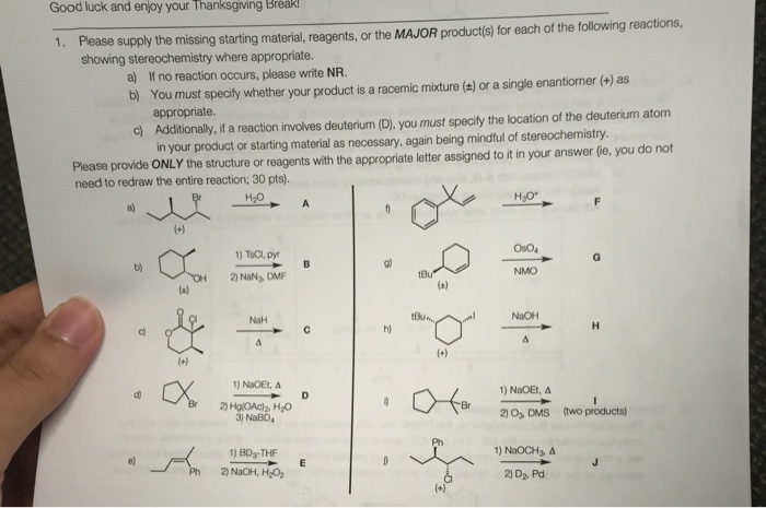 Solved Supply the missing starting material, reagents, or | Chegg.com