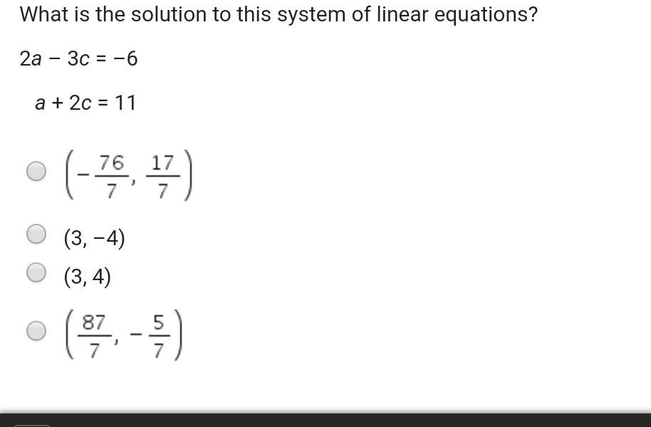 Solved What is the solution to this system of linear | Chegg.com